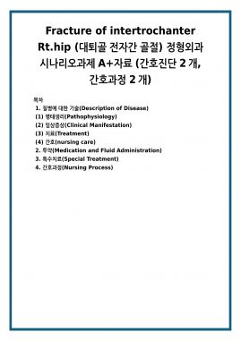 Fracture of intertrochanter Rt.hip (대퇴골 전자간 골절) 정형외과 시나리오과제 자료 (간호진단 2개, 간호과정 2개)-1페이지