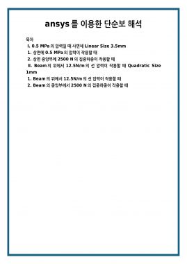 ansys를 이용한 단순보 해석-1페이지