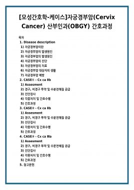 [모성간호학-케이스]자궁경부암(Cervix Cancer) 산부인과(OBGY) 간호과정-1페이지