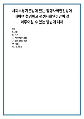 사회보장기본법에 있는 평생사회안전망에 대하여 설명하고 평생사회안전망이 잘 이루어질 수 있는 방법에 대해 (1)-1페이지