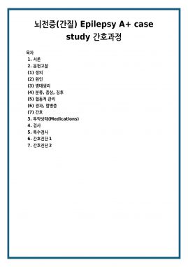 뇌전증(간질) Epilepsy case study 간호과정-1페이지