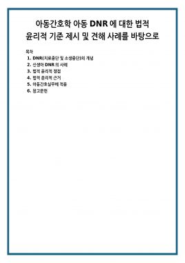 아동간호학 아동 DNR에 대한 법적 윤리적 기준 제시 및 견해 사례를 바탕으로-1페이지