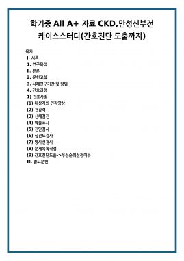 학기중 All 자료 CKD,만성신부전 케이스스터디(간호진단 도출까지)-1페이지