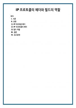 IP프로토콜의 헤더와 필드의 역할-1페이지