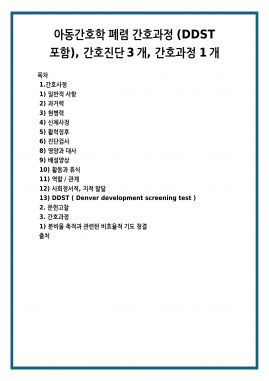 아동간호학 폐렴 간호과정 (DDST 포함), 간호진단3개, 간호과정 1개-1페이지