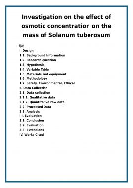 Investigation on the effect of osmotic concentration on the mass of Solanum tuberosum-1페이지
