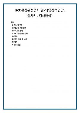 sct문장완성검사 결과(임상적면담, 검사지, 검사해석)-1페이지