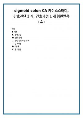 sigmoid colon CA 케이스스터디, 간호진단 3개, 간호과정 1개 칭찬받음-1페이지