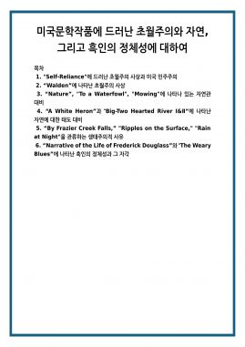 미국문학작품에 드러난 초월주의와 자연, 그리고 흑인의 정체성에 대하여-1페이지
