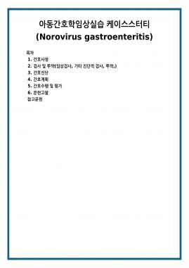 아동간호학임상실습 케이스스터티(Norovirus gastroenteritis)-1페이지
