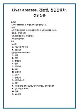 Liver abscess, 간농양, 성인간호학, 성인실습-1페이지