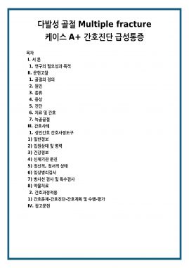 다발성 골절 Multiple fracture 케이스 간호진단 급성통증-1페이지