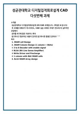 성균관대학교 디지털집적회로설계 CAD 다섯번째 과제-1페이지