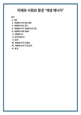미래와 사회와 환경 “재생 에너지”-1페이지