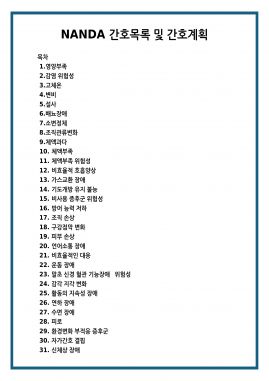NANDA 간호목록 및 간호계획-1페이지