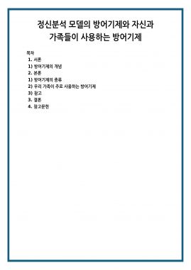 정신분석 모델의 방어기제와  자신과 가족들이 사용하는 방어기제-1페이지