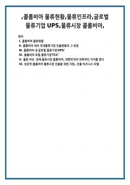 ,콜롬비아 물류현황,물류인프라,글로벌 물류기업 UPS,물류시장 콜롬비아,-1페이지