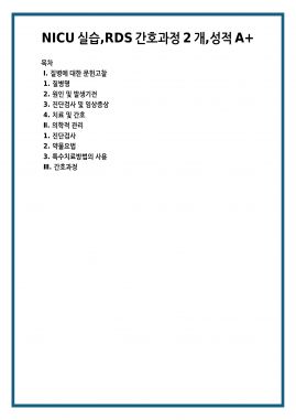 NICU실습,RDS간호과정2개,-1페이지
