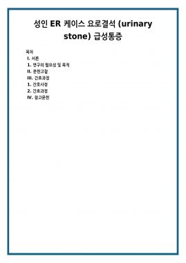 성인 ER 케이스 요로결석 (urinary stone) 급성통증-1페이지