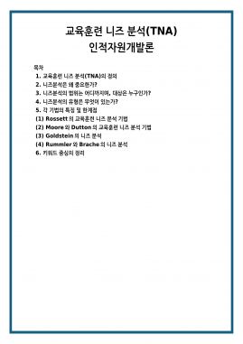 교육훈련 니즈 분석(TNA) 인적자원개발론-1페이지