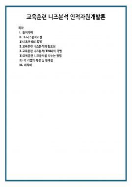 교육훈련 니즈분석 인적자원개발론-1페이지