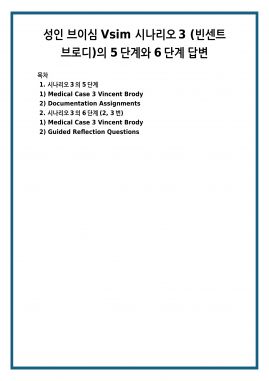 성인 브이심 Vsim 시나리오3 (빈센트 브로디)의 5단계와 6단계 답변-1페이지