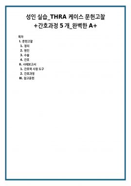 성인 실습_THRA 케이스 문헌고찰간호과정 5개_완벽한-1페이지