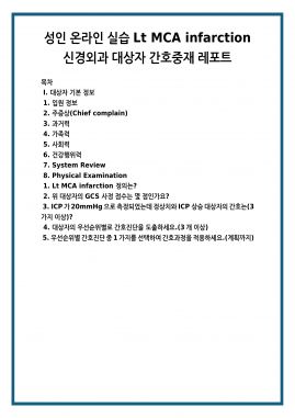 성인 온라인 실습 Lt MCA infarction 신경외과 대상자 간호중재 레포트-1페이지