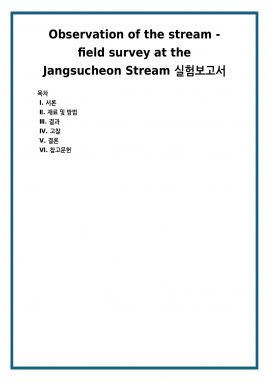 Observation of the stream - field survey at the Jangsucheon Stream 실험보고서-1페이지