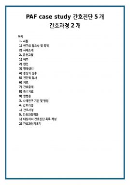 PAF case study 간호진단 5개 간호과정 2개-1페이지