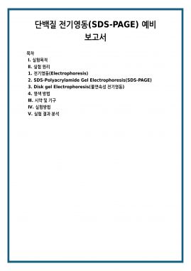 단백질 전기영동(SDS-PAGE) 예비 보고서-1페이지
