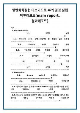 일반화학실험 아보가드로 수의 결정 실험 메인레포트(main report, 결과레포트)-1페이지