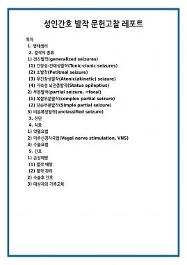 성인간호 발작 문헌고찰 레포트-1페이지