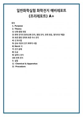 일반화학실험 화학전지 예비레포트(프리레포트)-1페이지