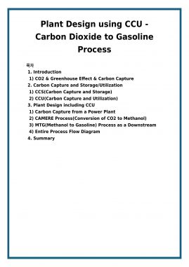 Plant Design using CCU - Carbon Dioxide to Gasoline Process-1페이지