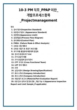 10-3 PM직무_PPAP이란_개발프로세스항목_Projectmanagement-1페이지