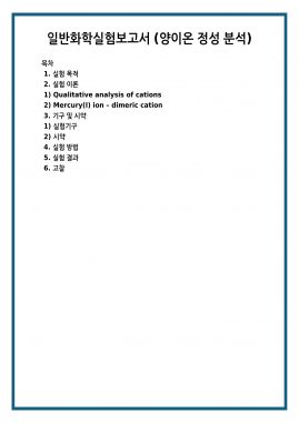 일반화학실험보고서 (양이온 정성 분석)-1페이지