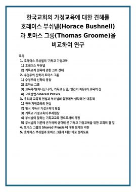 한국교회의 가정교육에 대한 견해를 호레이스 부쉬넬(Horace Bushnell)과 토마스 그룸(Thomas Groome)을 비교하여 연구-1페이지
