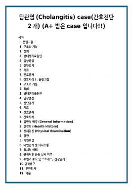 담관염 (Cholangitis) case(간호진단 2개) (받은 case 입니다)-1페이지