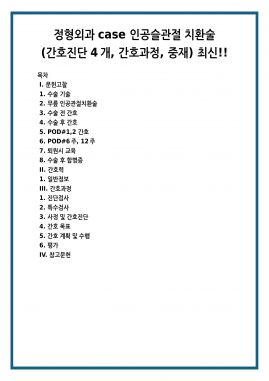 정형외과 case 인공슬관절 치환술(간호진단 4개, 간호과정, 중재) 최신!!-1페이지