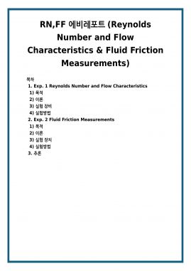 RN,FF 에비레포트 (Reynolds Number and Flow Characteristics & Fluid Friction Measurements)-1페이지