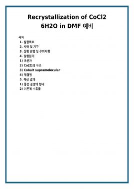 Recrystallization of CoCl2 6H2O in DMF 예비-1페이지