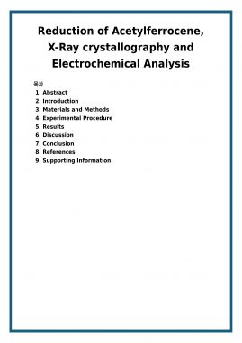 Reduction of Acetylferrocene, X-Ray crystallography and Electrochemical Analysis-1페이지