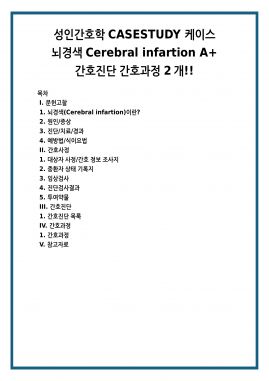 성인간호학 CASESTUDY 케이스 뇌경색 Cerebral infartion 간호진단 간호과정 2개-1페이지
