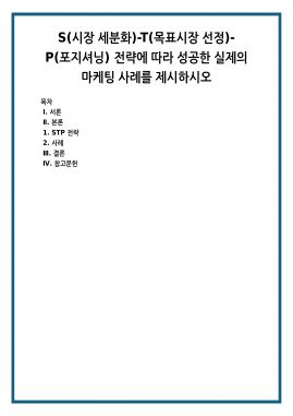 S(시장 세분화)-T(목표시장 선정)-P(포지셔닝) 전략에 따라 성공한 실제의 마케팅 사례를 제시하시오-1페이지