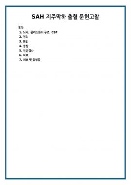 SAH 지주막하 출혈 문헌고찰-1페이지