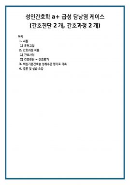 성인간호학 급성 담낭염 케이스 (간호진단 2개, 간호과정 2개)-1페이지