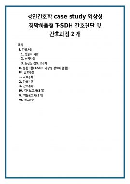 성인간호학 case study 외상성 경막하출혈 T-SDH 간호진단 및 간호과정 2개-1페이지