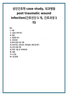 성인간호학 case study, 외과병동 post traumatic wound infection(간호진단1개, 간호과정1개)-1페이지