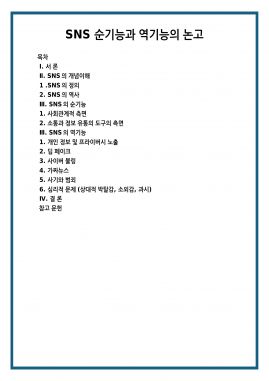 SNS 순기능과 역기능의 논고-1페이지